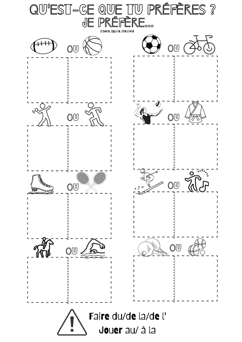 🚵‍♀️🤽‍♂️Les sports (faire de/jouer à)🚵‍♀️🤽‍♂️ – Liberté, Égalité ...